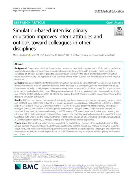 Pdf Simulation Based Interdisciplinary Education Improves Intern