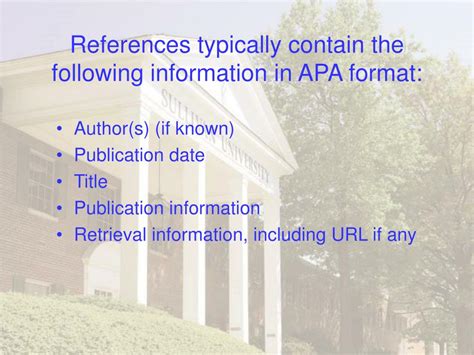 PPT Using APA Style In The Citing Of Reference Sources The Reference List PowerPoint