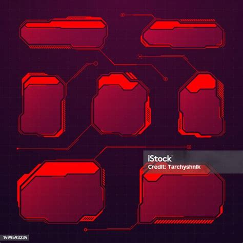 Éléments Hud Ou Ui Futuristes Rouges Zones De Texte De Linterface Utilisateur De Sciencefiction