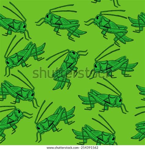 Grasshopper Seamless Pattern Cartoon Illustration Stock Vector Royalty Free 254391562