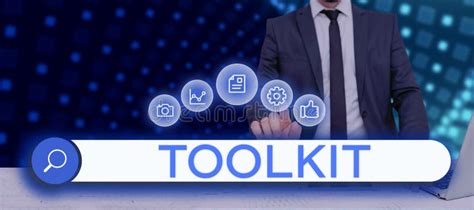 Text Sign Showing Toolkit Internet Concept Set Of Tools Kept In A Bag