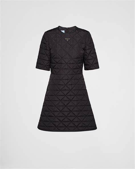 Black Short Sleeved Re Nylon Dress Prada