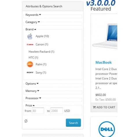 Opencart Attributes And Options Search
