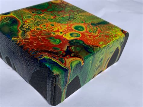 Paint Pour On Canvas Bug Etsy