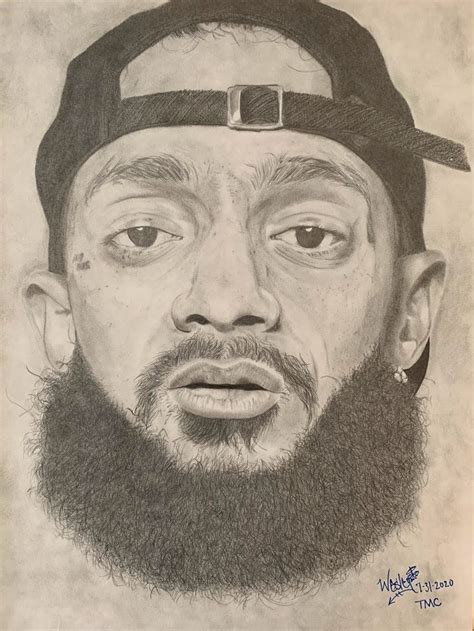Nipsey Hussle Portrait Drawingdigital Prints Only Etsy Portrait