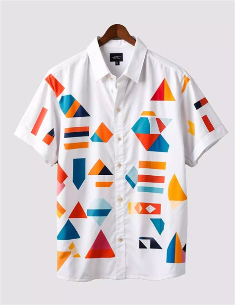 Multi Geometry Printed Designer Mens Half Sleeves Printed Shirt Exclu