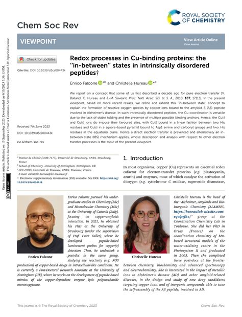 pdf redox processes in cu binding proteins the “in between” states