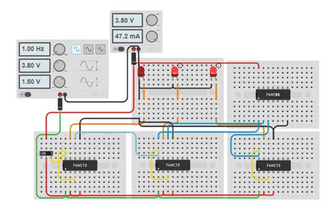 Circuit Design Synchronous Counter Tinkercad