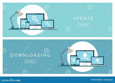 Set Of Flat Design Concepts Update And Downloading Technology Install New Software Operating