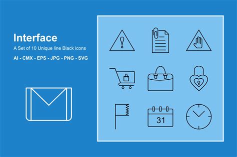 Interface Line Black Icon Set Graphic By JM Graphics Creative Fabrica