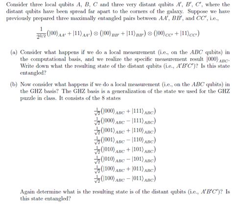 Consider Three Local Qubits A B C And Three Very
