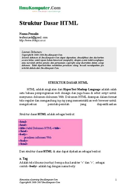 pdf struktur dasar html struktur dasar html lisensi dokumen