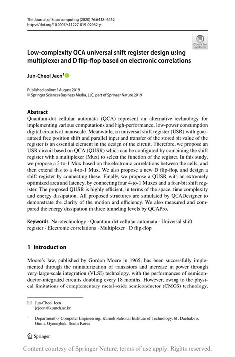 Low Complexity Qca Universal Shift Register Design Using Multiplexer And D Flip Flop Based On