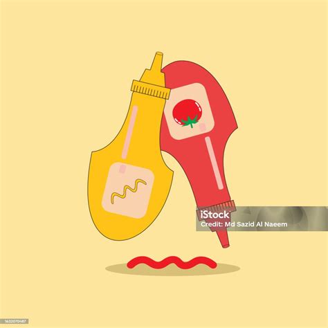 여러 가지 빛깔의 소스 병 클립 아트 벡터 그림의 집합입니다 빨강 노랑 마요네즈 소스 병 플랫 벡터 디자인 소스 병 아이콘입니다 케첩 마요네즈 머스타드 병 클립 아트 가정