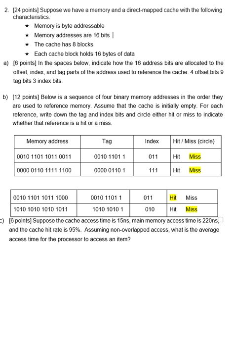 2 24 points] suppose we have a memory and a