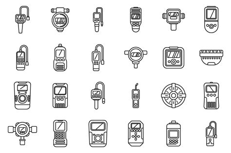Gas Detector Icons Set Outline Vector Meter Instrument 36590786 Vector Art At Vecteezy