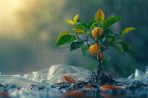 ai generative small fruiting tree plant engineering stock illustration