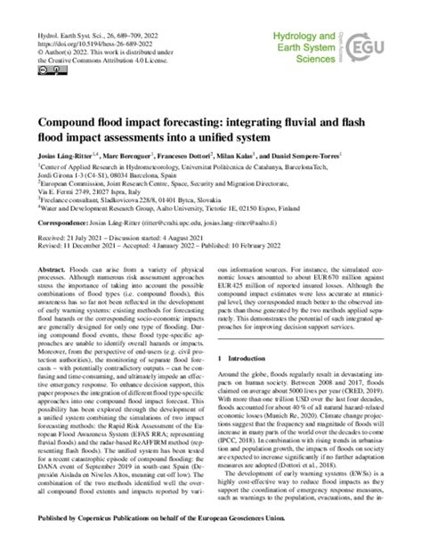 Pdf Compound Flood Impact Forecasting Integrating Fluvial And Flash