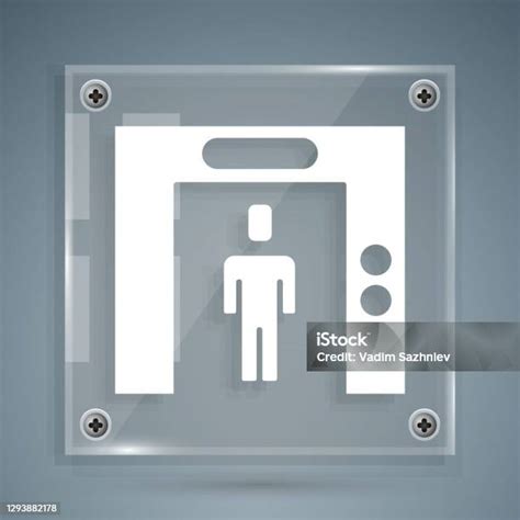 회색 배경에 격리 된 화이트 리프트 아이콘 엘리베이터 기호 정사각형 유리 패널 벡터 강철에 대한 스톡 벡터 아트 및 기타 이미지