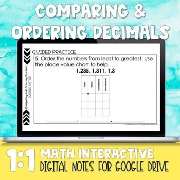 Comparing And Ordering Decimals Digital Notes TPT