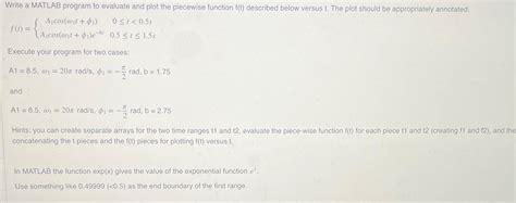 Solved Write A MATLAB Program To Evaluate And Plot The Chegg