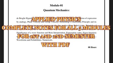 Applied Physics All Module Notes For Vtu Syllabus 2022 Scheam All Streams With Pdf Youtube