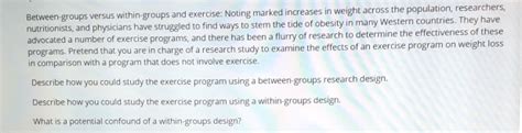 Solved Between Groups Versus Within Groups And Exercise