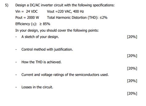 Solved Design A DC AC Inverter Circuit With The Following Chegg