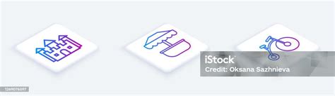 하나의 큰 바퀴와 하나의 작은 등도 성 매력 회전 목마와 빈티지 자전거를 설정합니다 흰색 정사각형 버튼 벡터 3차원 형태에 대한 스톡 벡터 아트 및 기타 이미지 Istock