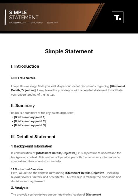 Simple Statement Template Edit Online And Download Example