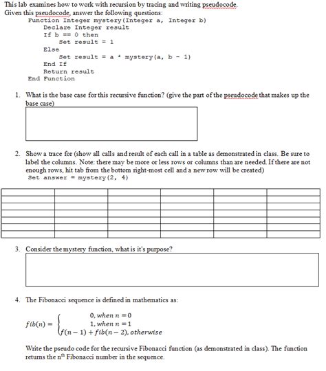 Solved This Lab Examines How To Work With Recursion By Chegg