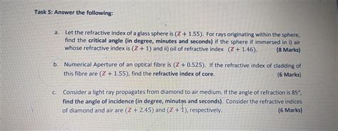Solved Task Answer The Following A Let The Refractive Chegg