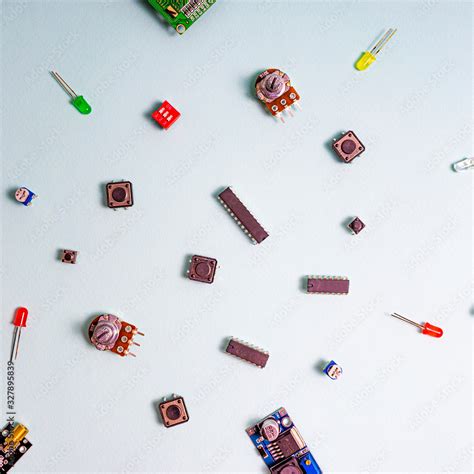 Micro Electronics Arduino DIY Components On A Light Background Top View Stock Photo Adobe Stock