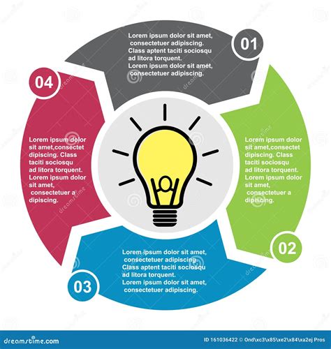 4 Step Vector Element In Four Colors With Labels Infographic Diagram Business Concept Of 4