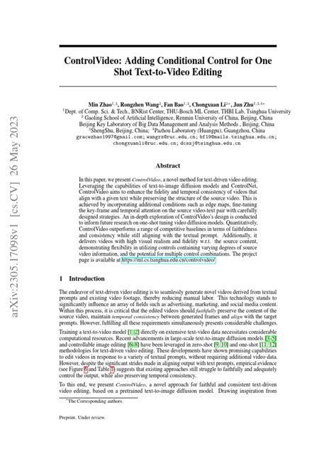 Controlvideo Adding Conditional Control For One Shot Text To Video