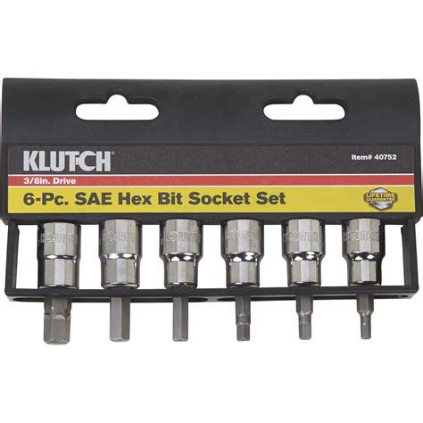 Klutch Hex Bit Socket Set 6 Pc 3 8in Drive Sae Northern Tool
