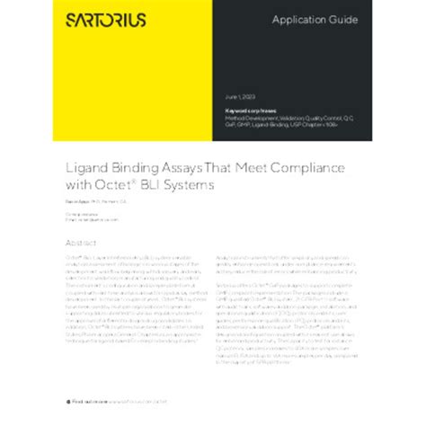 Success Ligand Binding Assays That Meet Compliance Sartorius