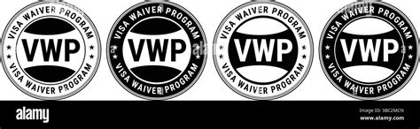 Set Of Four Vwp Visa Waiver Program Labels In Monochrome Design For