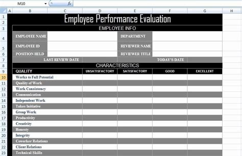 Performance Evaluation Form Template Beautiful Employee Performance Evaluation Form Xls Free