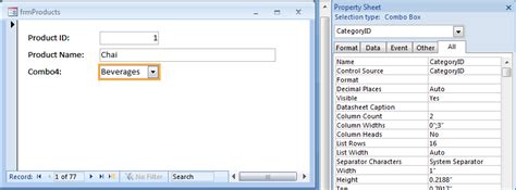 MS Access Width Of Combo List