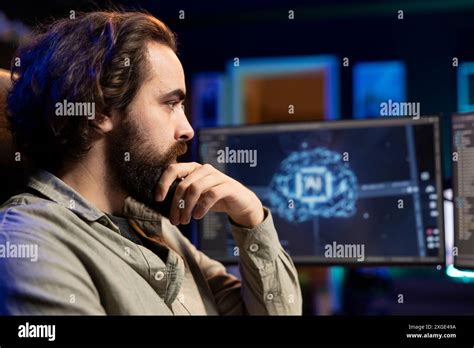 Software Developer Using Computer For Artificial Intelligence Computing