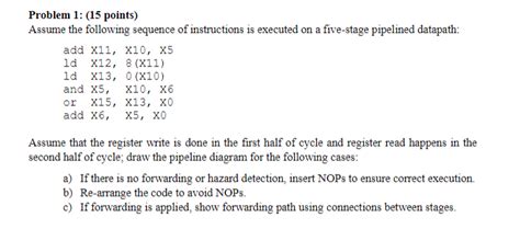 Solved Problem Points Assume The Following Sequence Chegg