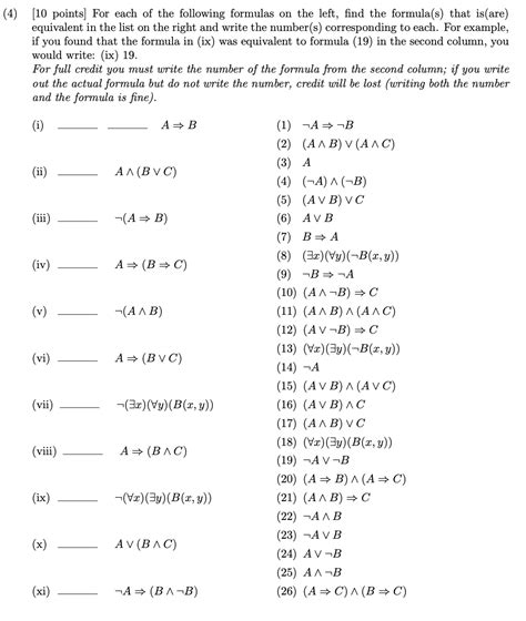Solved 4 10 Points For Each Of The Following Formulas On Chegg Com