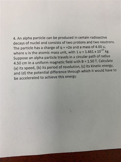 Solved An Alpha Particle Can Be Produced In Certain Chegg
