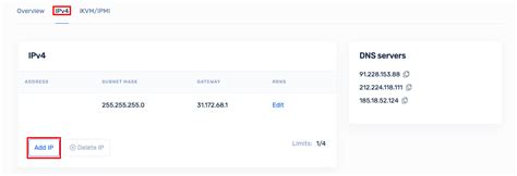 Additional IP Address For The Dedicated Server Fornex