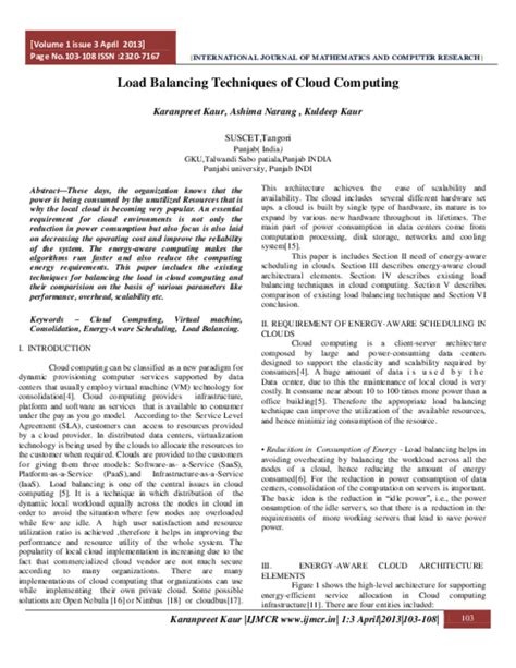 pdf load balancing techniques of cloud computing