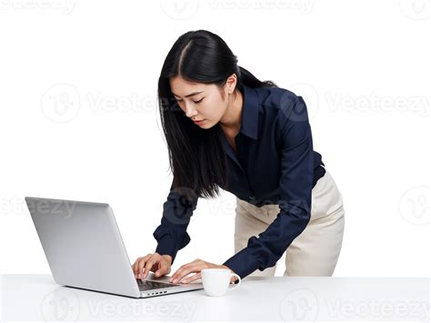 Focused Young Professional Working On Her Laptop With A Cup Of Coffee