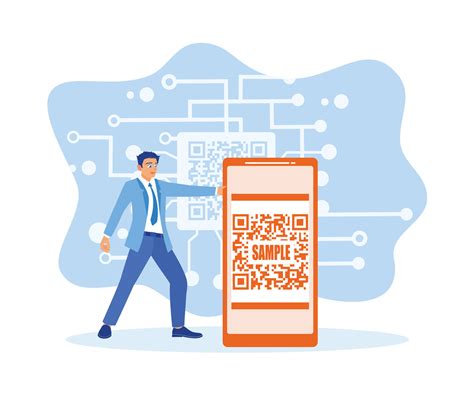 The Man Is Using A Smartphone With A QR Code Scanner For Online Payment Cashless Technology