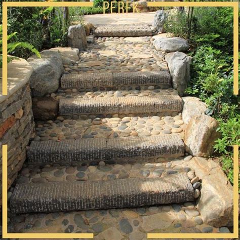 Perfk Step Stones Plaster Cobble Pebbles Concrete Mould Garden Pathway Decor H 465x40x35cm