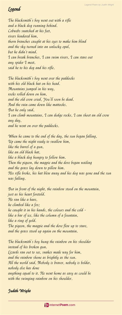 Legend Poem By Judith Wright